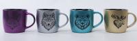 China Metallic Iridescent Wild Animal Head Ceramic Mug Set of 4 for sale