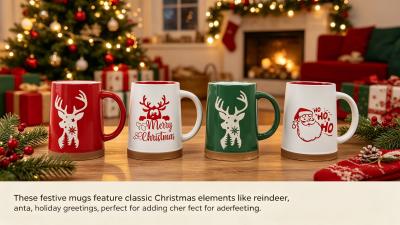 China Vintage Christmas Festive Porcelain Mugs Set for sale