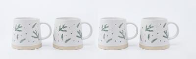 China Speckled Embossed Pine Branch Farmhouse Ceramic Mugs for sale