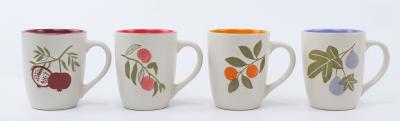 China Speckled Vintage Fruit Branch Contrast Interior Ceramic Mugs for sale