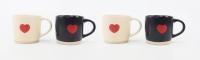 China Minimalist Embossed Red Heart Two-Tone Ceramic Mugs for sale