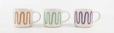 China Speckled Abstract Wavy Line Minimalist Ceramic Mugs for sale