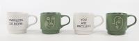 China Minimalist Abstract Line Art & Inspirational Quote Stackable Ceramic Mugs for sale