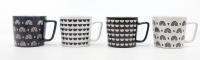 China Boho Black & White Geometric Ceramic Mug Set, 4 Minimalist Rainbow & Scale Pattern Coffee Mugs for sale