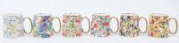 China Personalized Gold Monogram Floral Ceramic Mug, Tropical Botanical Initial Letter Coffee Cup with Gold Rim & Handle for sale