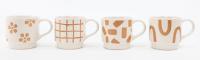 China Two Series Minimalist Art Ceramic Mug Set, Blue Botanical Sketch & Terracotta Boho Geometric Speckled Coffee Mugs Amazon Listing Title for sale