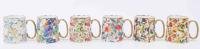 China Personalized Gold Monogram Floral Ceramic Mug, Tropical Botanical Initial Letter Coffee Cup with Gold Rim & Handle for sale