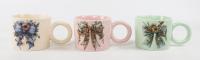 China Coquette Floral Bow & Spring Bunny Ceramic Mug Series, Vintage Watercolor Pastel Coffee Cups with Chunky Round Handle for sale