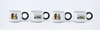 China Rustic Highland Cow Ceramic Mug 4-Piece Set, Farmhouse Cow Art Love Quote Coffee Mugs with Natural Clay Base for sale