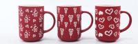 China Matte Seasonal White Silhouette Ceramic Mug Series, Christmas, Valentine & Tropical Cute Pattern Coffee Mugs for sale