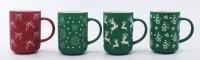 China Matte Seasonal White Silhouette Ceramic Mug Series, Christmas, Valentine & Tropical Cute Pattern Coffee Mugs for sale