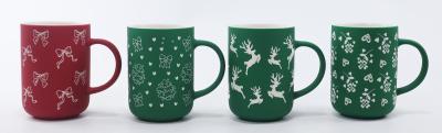 China Matte Seasonal White Silhouette Ceramic Mug Series, Christmas, Valentine & Tropical Cute Pattern Coffee Mugs for sale