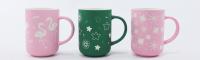 China Matte Seasonal White Silhouette Ceramic Mug Series, Christmas, Valentine & Tropical Cute Pattern Coffee Mugs for sale