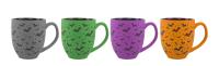 China Seasonal Matte Color Block Ceramic Mug Set, 5 Holiday Theme Cute Line Art Coffee Mugs (Halloween Bat, Coquette Bow, Christmas Gingerbread, Winter Snowman, Halloween Pumpkin, Spooky Ghost) for sale