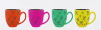 China Seasonal Matte Color Block Ceramic Mug Set, 5 Holiday Theme Cute Line Art Coffee Mugs (Halloween Bat, Coquette Bow, Christmas Gingerbread, Winter Snowman, Halloween Pumpkin, Spooky Ghost) for sale