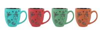 China Seasonal Matte Color Block Ceramic Mug Set, 5 Holiday Theme Cute Line Art Coffee Mugs (Halloween Bat, Coquette Bow, Christmas Gingerbread, Winter Snowman, Halloween Pumpkin, Spooky Ghost) for sale