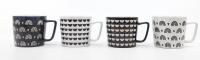 China Boho Black & White Geometric Ceramic Mug Set, 4 Minimalist Rainbow & Scale Pattern Coffee Mugs for sale