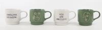 China Minimalist Abstract Line Art & Inspirational Quote Stackable Ceramic Mugs for sale