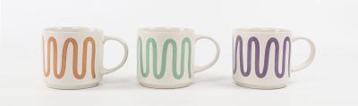 China Speckled Abstract Wavy Line Minimalist Ceramic Mugs for sale