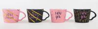 China Matte Gold Heart Romantic Love Quote Ceramic Mugs for sale