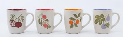China Speckled Vintage Fruit Branch Contrast Interior Ceramic Mugs for sale
