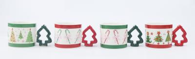 China Christmas Tree Handle Ceramic Mugs for sale