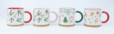 China Christmas Ceramic Mugs Set of 4, 15oz Festive Holiday Coffee Cups for sale