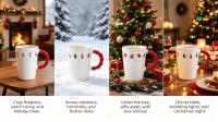 China Christmas Ceramic Mugs Set of 4, Festive Twist Handle Coffee Cups for Holiday Hot Chocolate, Tea & Beverages for sale