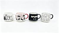China 4-Pack Adorable Cat Pattern Speckled Ceramic Coffee Mugs, Cute Kitty Themed Drink Cups for Cat Lovers for sale