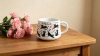 China 4-Pack Adorable Cat Pattern Speckled Ceramic Coffee Mugs, Cute Kitty Themed Drink Cups for Cat Lovers for sale