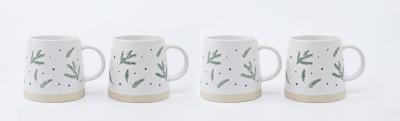 China Speckled Embossed Pine Branch Farmhouse Ceramic Mugs for sale