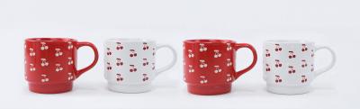 China Cute Lucky Cherry Bow Embossed Coffee Mug for sale