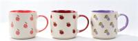 China peckled Two-Tone Fruit Print Ceramic Mug Set of 3 for sale