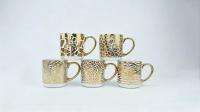 China Luxury Gold Animal Print Ceramic Coffee Mug Set for sale