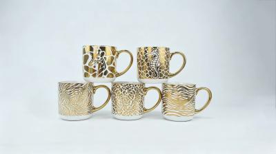 China Luxury Gold Animal Print Ceramic Coffee Mug Set for sale