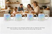 China Pastel Rainbow Pearl Finish, Cute Ribbed Mugs for Coffee, Tea, Latte, Office & Home Decor for sale