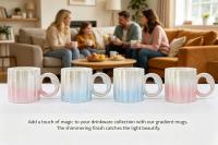 China Pastel Rainbow Pearl Finish, Cute Ribbed Mugs for Coffee, Tea, Latte, Office & Home Decor for sale