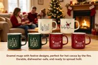 China Christmas Festive Enamel Style Ceramic Mugs Set for sale