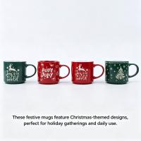China Christmas Embossed Reindeer & Tree Ceramic Mug Set of 4 for sale