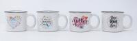 China Mother’s Day Floral Enamel Look Speckled Ceramic Mug for sale