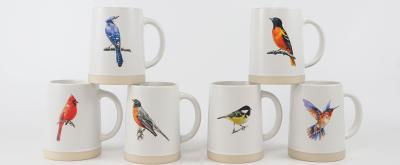 China Watercolor Animal Series Two-Tone Ceramic Mugs (Dog & Bird Lines) for sale