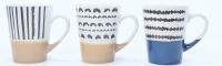 China Two-Tone Hand Drawn Geometric Pattern Ceramic Coffee Mugs, Modern Abstract Strip Triangle Dot Stoneware Tea Cups for sale