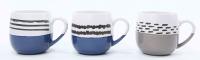 China Two-Tone Hand Drawn Geometric Pattern Ceramic Coffee Mugs, Modern Abstract Strip Triangle Dot Stoneware Tea Cups for sale