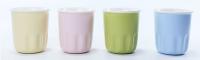 China Pastel Ribbed Ceramic Tumbler Cup for sale