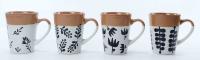 China Two-Tone Abstract Botanical Ceramic Tableware Set for sale