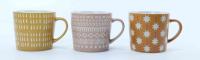 China Embossed Boho Geometric & Floral Ceramic Coffee Mug Collection for sale