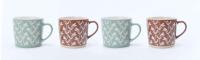 China Embossed Boho Geometric & Floral Ceramic Coffee Mug Collection for sale