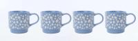 China Matte Pastel Geometric Embossed Ceramic Mug & Bowl Matching Set for sale