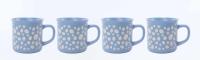 China Matte Pastel Geometric Embossed Ceramic Mug & Bowl Matching Set for sale
