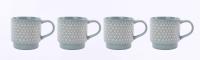 China Matte Pastel Geometric Embossed Ceramic Mug & Bowl Matching Set for sale